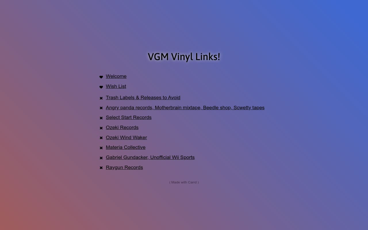 VGM Vinyl Links